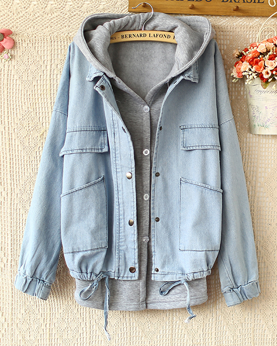 Hooded Vest Fleece Loose Cowboy Coat Two-piece Outfit on Luulla