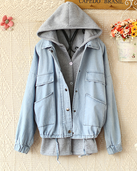 Hooded Vest Fleece Loose Cowboy Coat Two-piece Outfit on Luulla